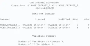 How to Compare Datasets in SAS - SAS Example Code