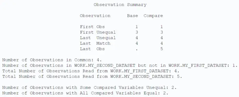 How to Compare Datasets in SAS - SAS Example Code